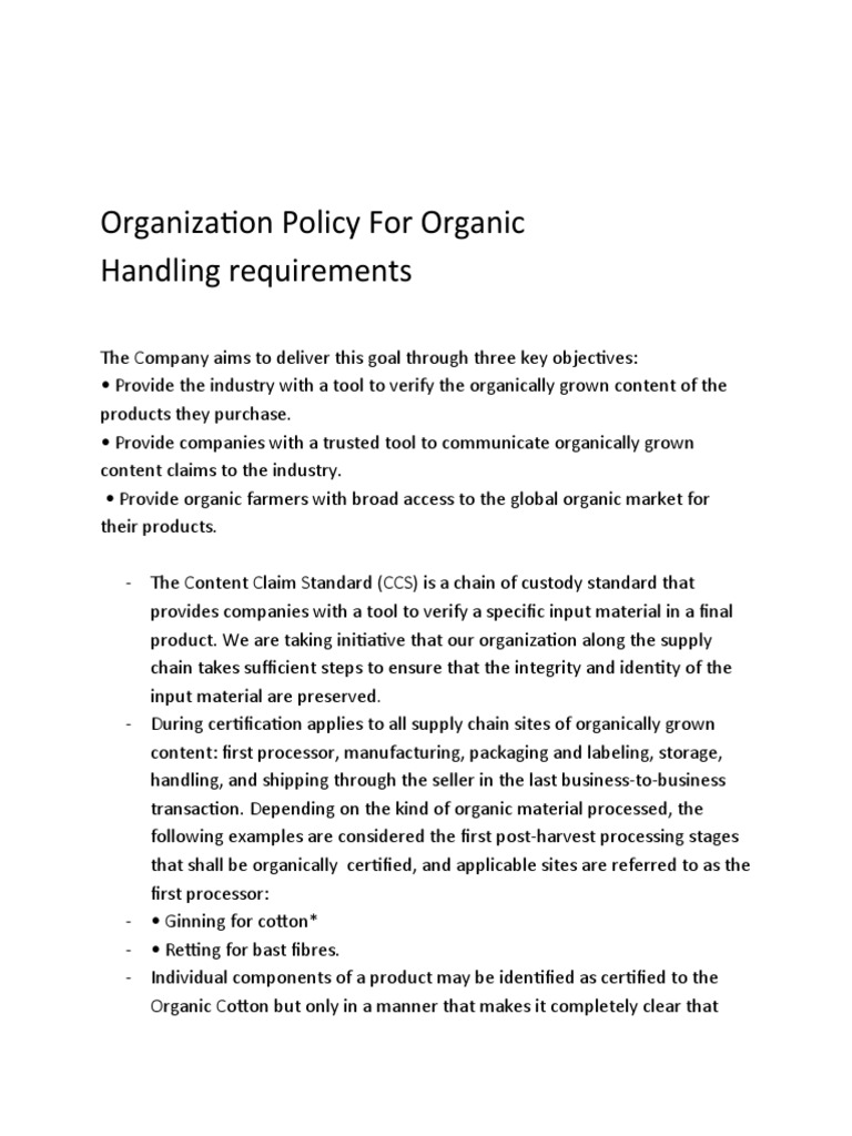 Organization Policy For Organic | PDF | Audit | Auditor's Report