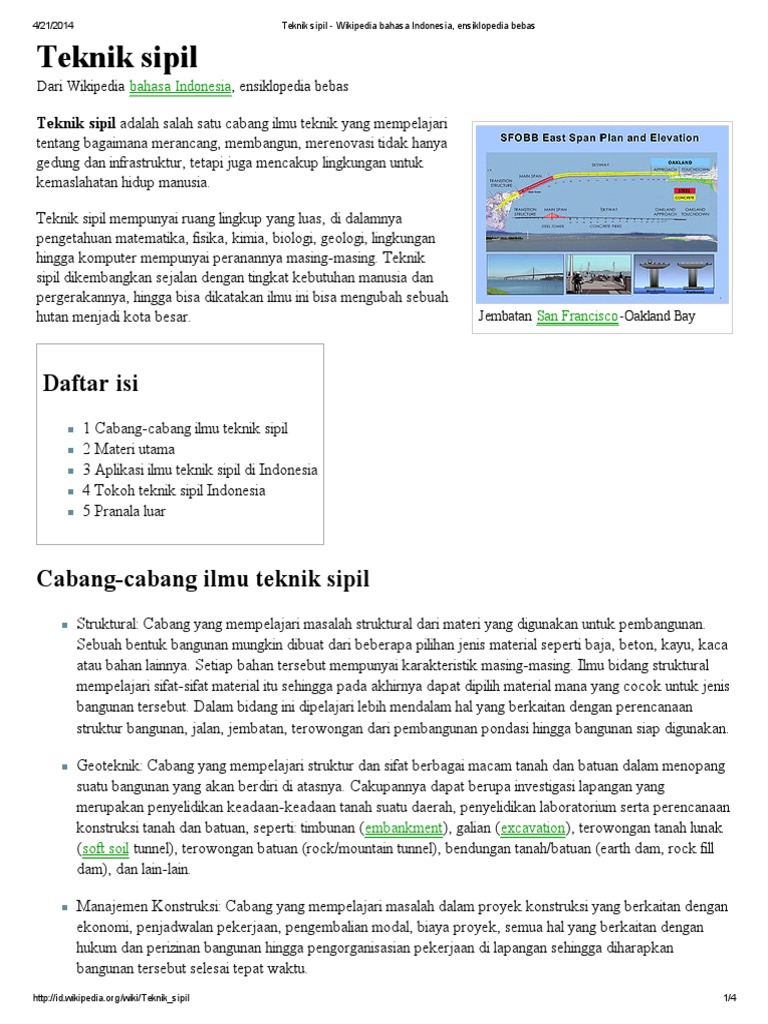 Teknik Sipil - Wikipedia Bahasa Indonesia, Ensiklopedia Bebas | PDF
