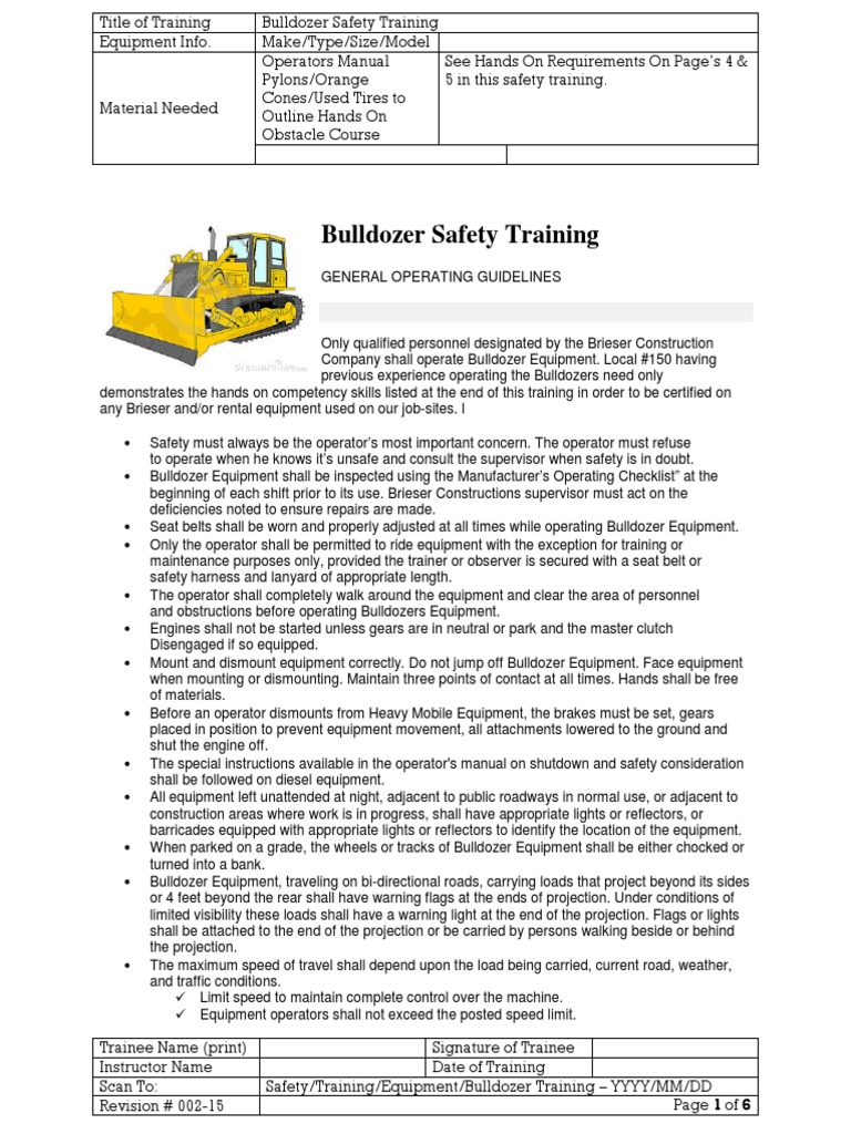 Bulldozer Safety Training Manual | PDF | Manufactured Goods | Vehicles