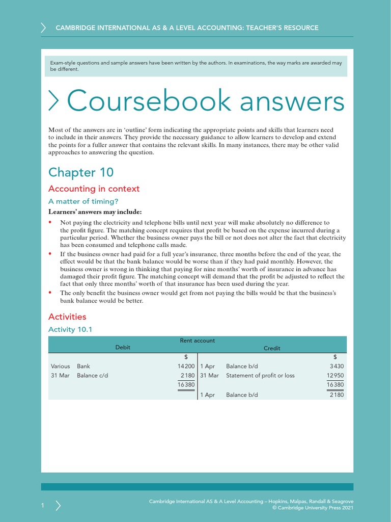 Chapter 10 Answers | PDF | Expense | Debits And Credits