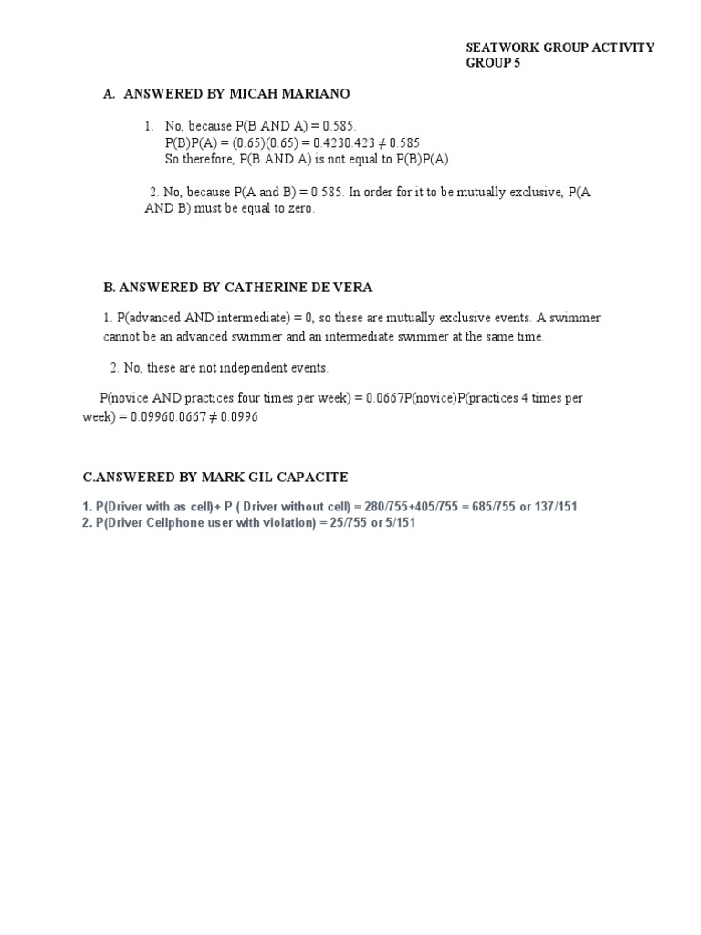 Seatwork Group Week3 | PDF