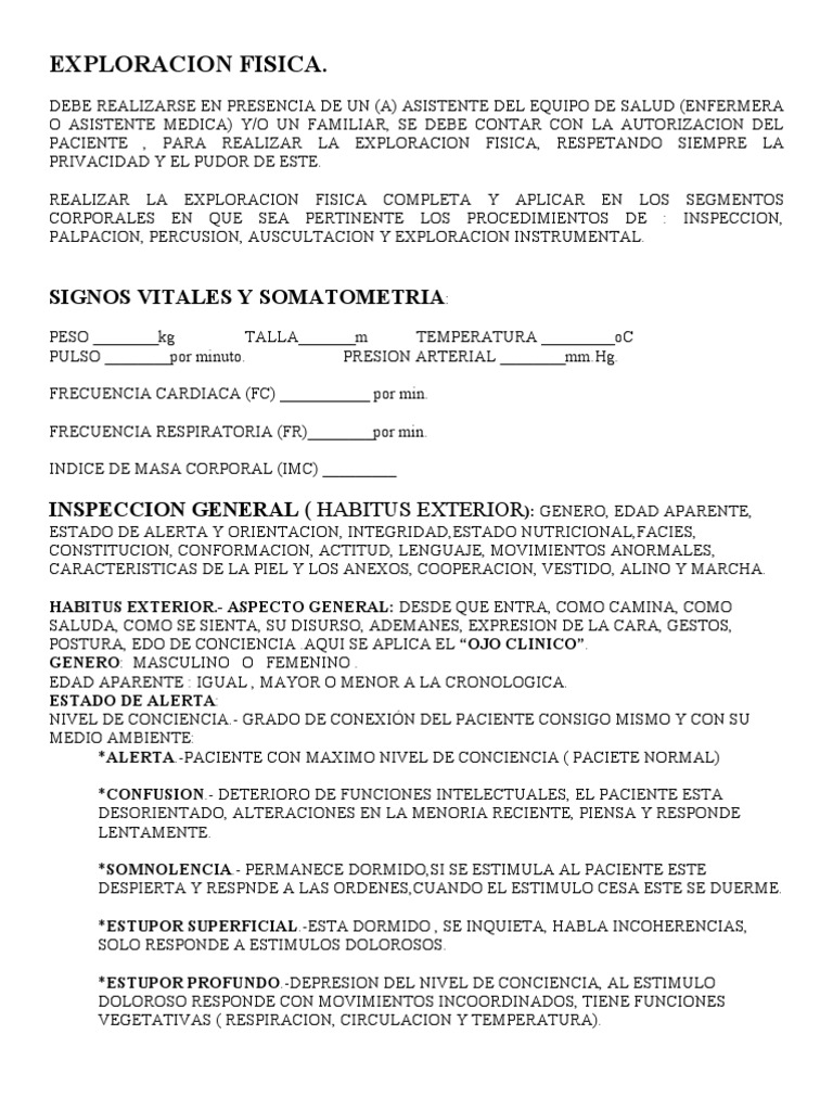 Exploración física completa: guía paso a paso para realizar un examen ...