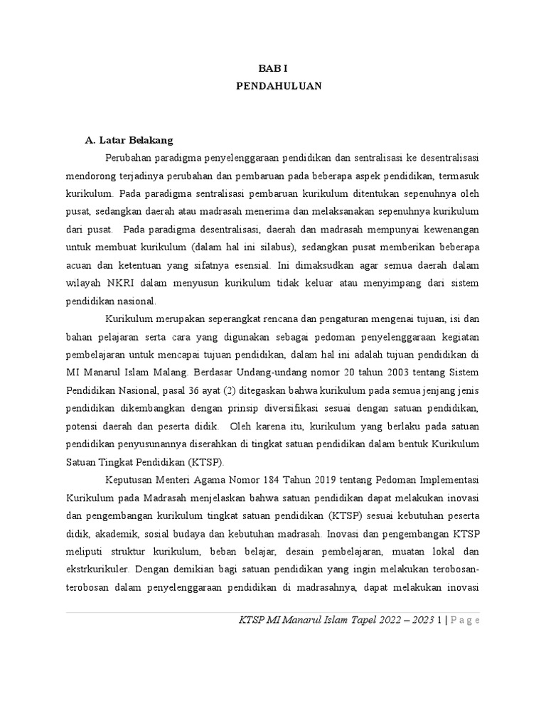 KTSP Bab 1 2022 2023 | PDF | Karier & Perkembangan