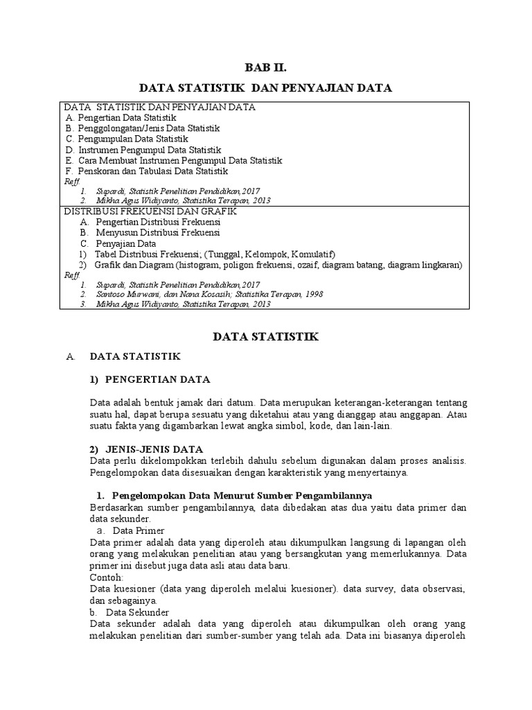 Bab 2. Jenis Data Dan Penyajian Data | PDF