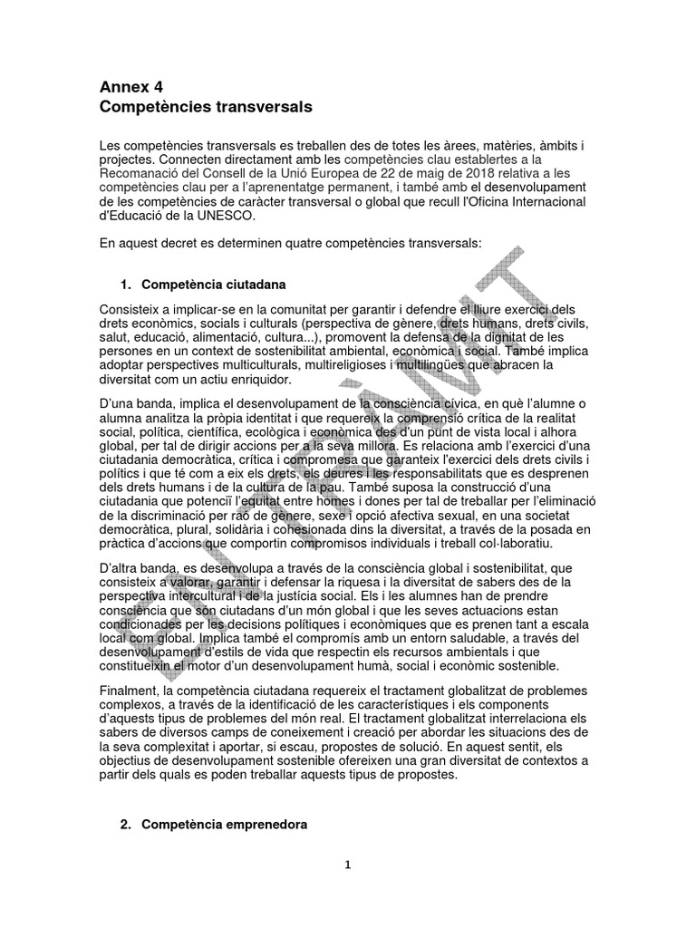 Annex 4 - Competències Transversals | PDF