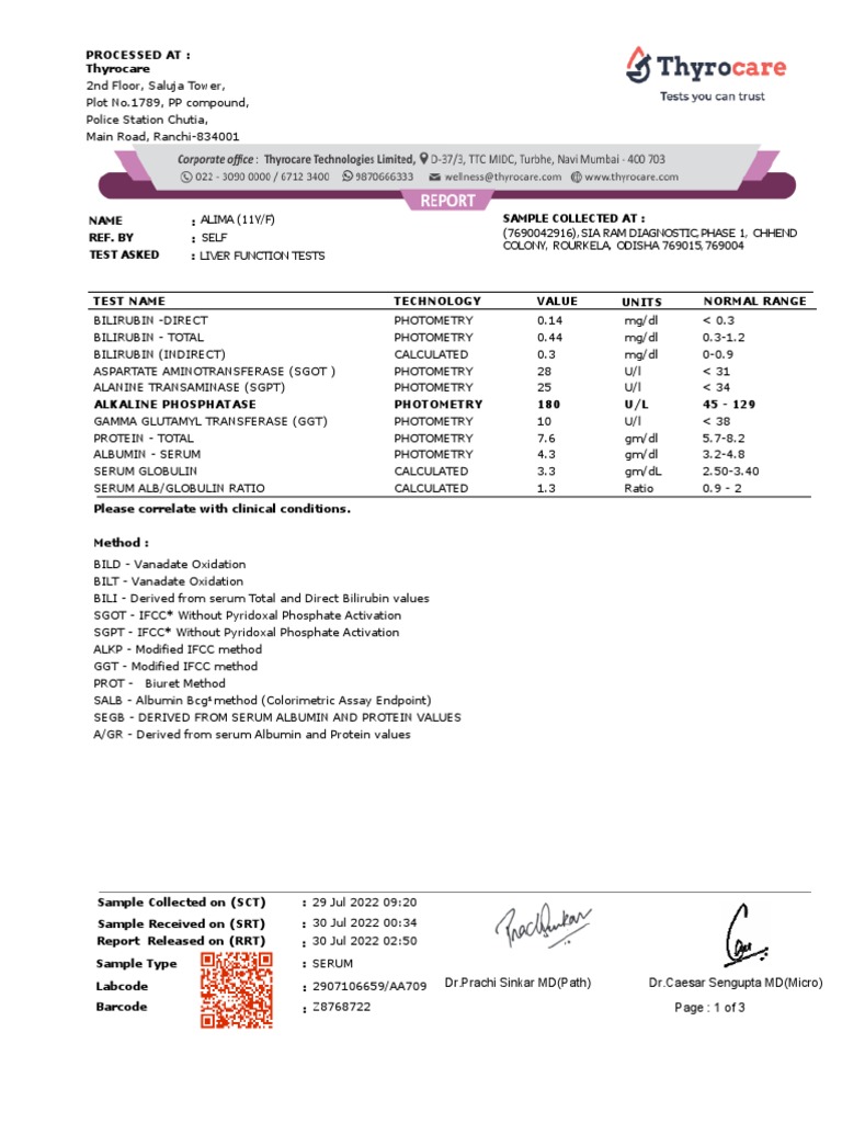 Liver And Hemogram Test Results For 11 Year Old Female PDF White