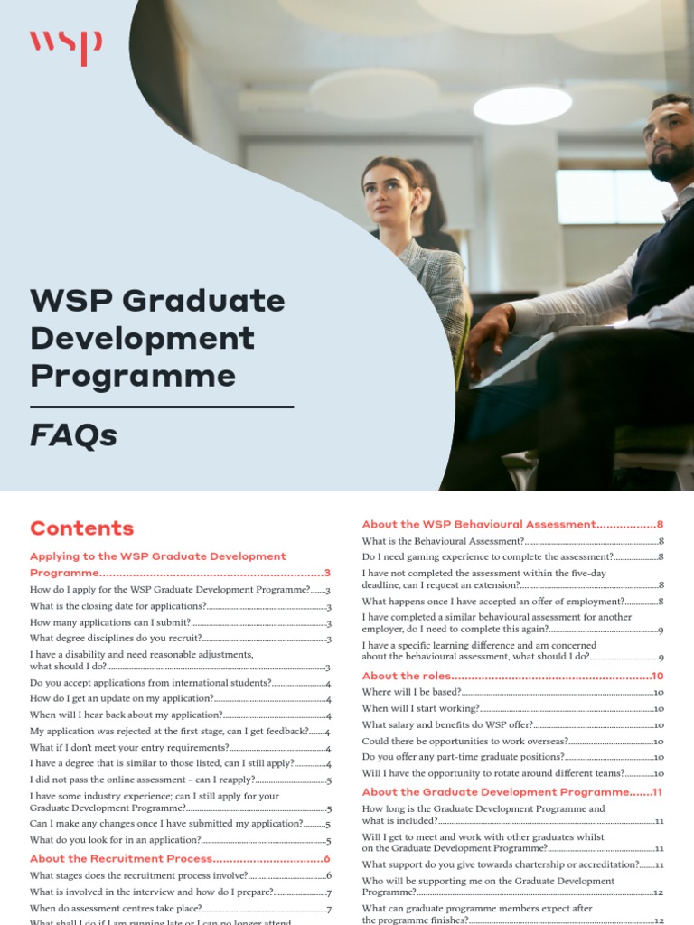 WSP Graduate Development FAQs | PDF | Recruitment | Academic Degree