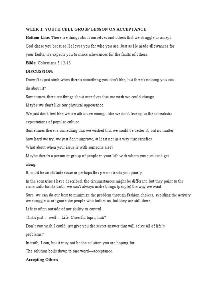 Youth Cell Group Topics | PDF | Jesus | Forgiveness