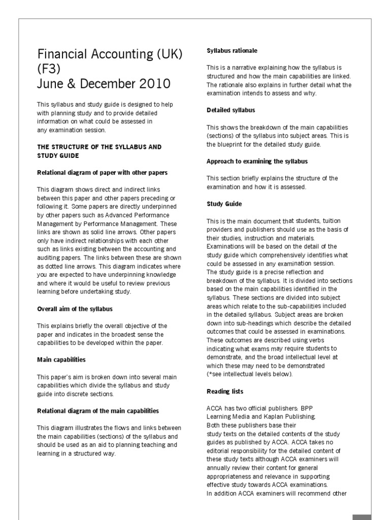 Ncial Accounting (UK Fina) (F3) June & December 2010 | PDF ...