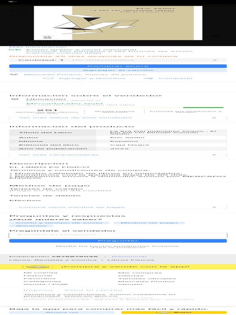 La Era Del Individuo Tirano - El Fin de Un Mundo Común Sadin Envío Gratis | PDF