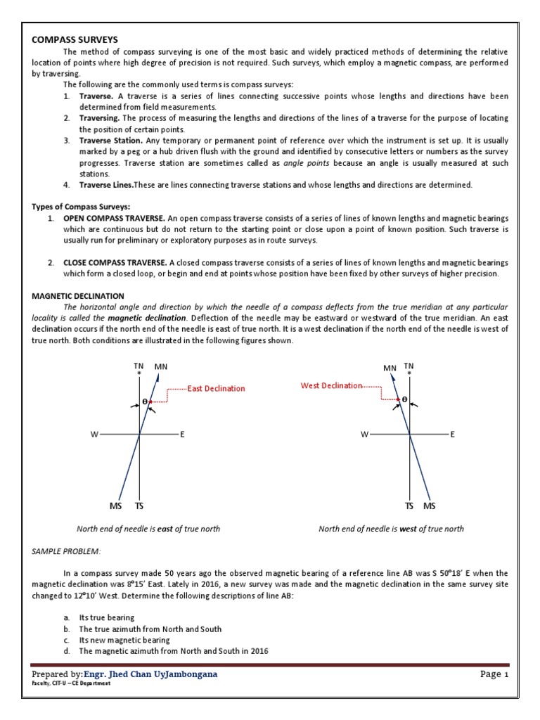 TOPIC 4_COMPASS SURVEYS | PDF | Compass | Surveying