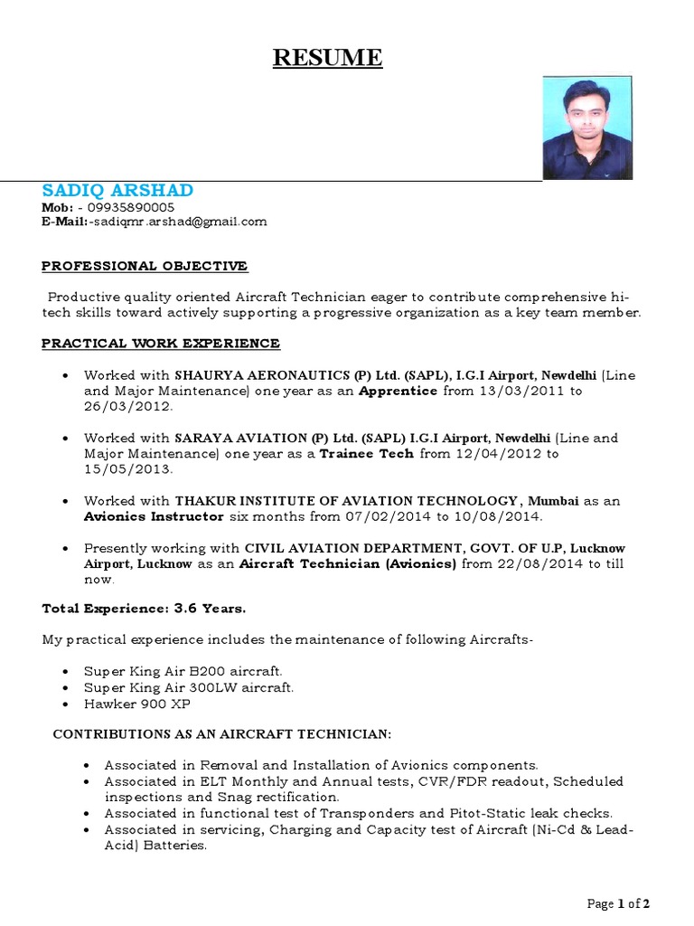 Sadiq CV | Download Free PDF | Flight Recorder | Aircraft