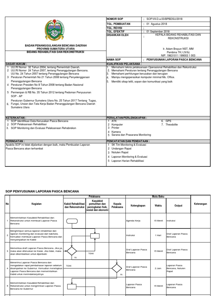 3 Sop Penyusunan Laporan Pasca Bencana | PDF