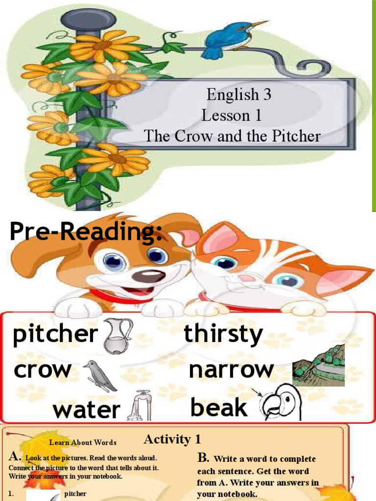 Eng. Unit 1 - Lesson 1 - Day 1 - The Crow and The Pitcher | PDF ...