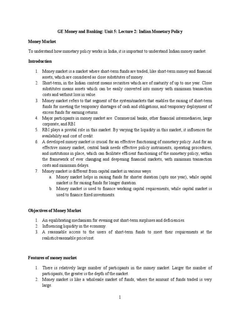 Lecture Notes Unit 5 - Final | PDF | Repurchase Agreement | Reserve ... Lecture Notes Unit 5 - Final | PDF | Repurchase Agreement | Reserve ...