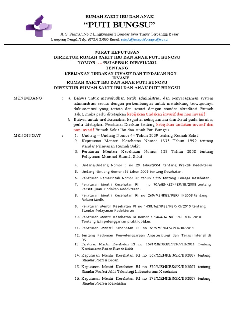 SK Tindakan Invasif | PDF | Pengembangan Diri