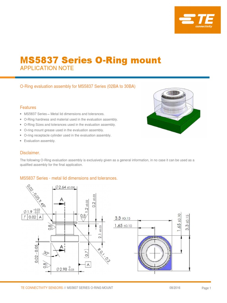 ENG SS Application Note MS5837 O-Ring Mount A | PDF | Industrial ...