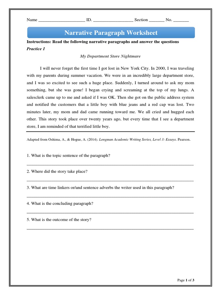 Narrative Writing Practice Worksheet | PDF | Standardized Tests