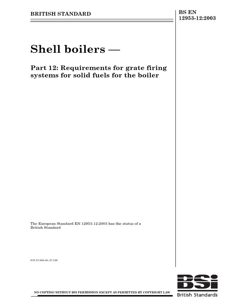 BS en 12953-12-2003 | PDF | Combustion | Boiler