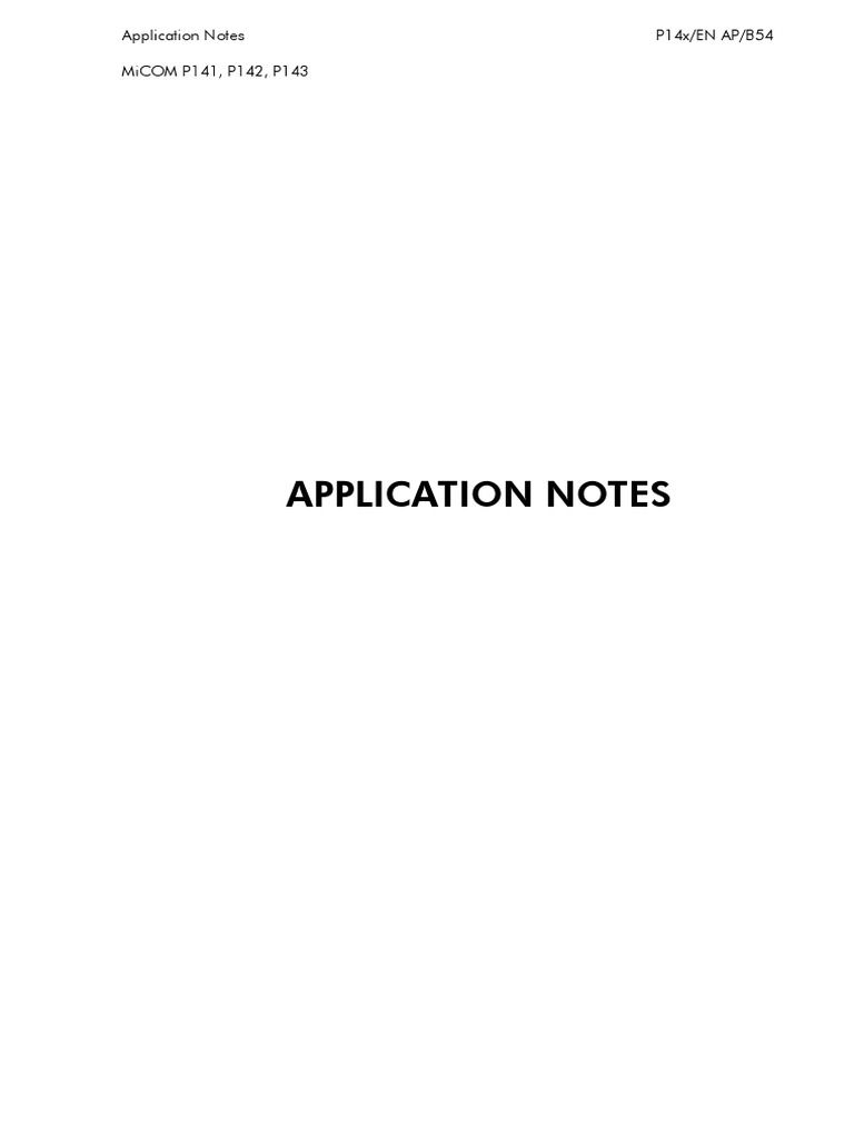 MiCOM P142 Application Notes Overview | PDF | Relay | Transformer