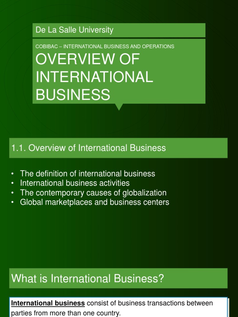 International Business Overview Guide | PDF | Franchising | Globalization
