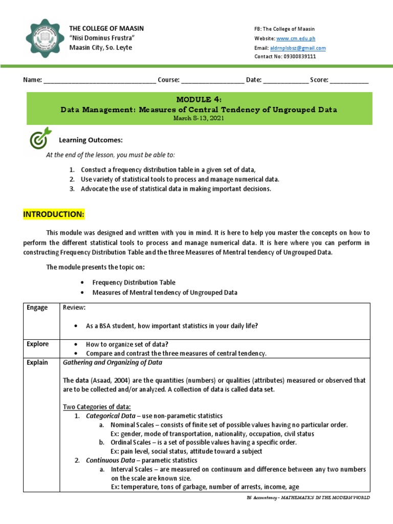 Module 4 | PDF | Mode (Statistics) | Statistics