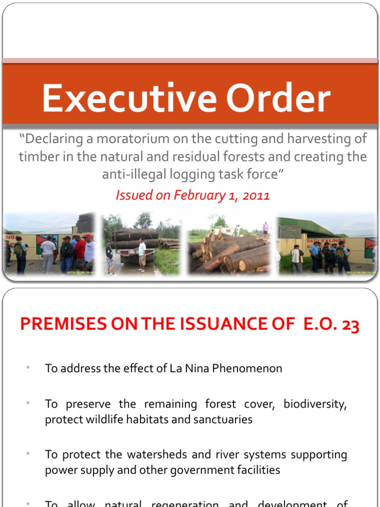 E.O. 23: Timber Cutting Moratorium | PDF | Logging | Natural Environment
