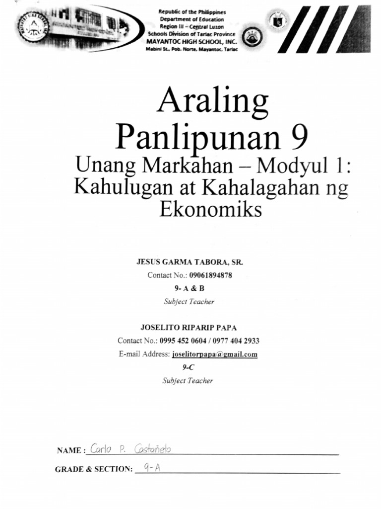 Araling Panlipunan 9 - Quarter 1 - Module 1 | PDF