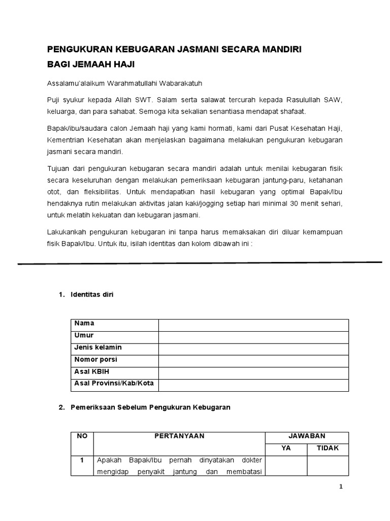 Form Kebugaran Haji | PDF