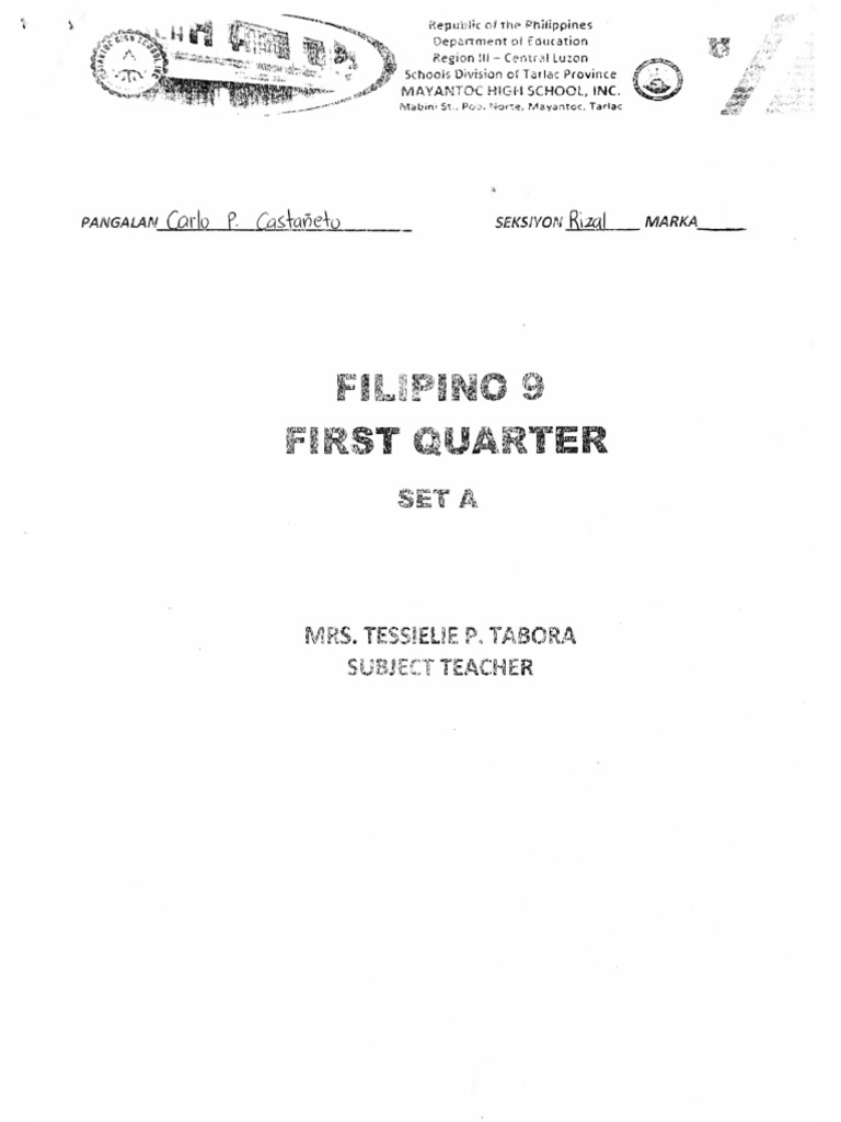 Filipino 9 - Quarter 1 - Module 1 | PDF