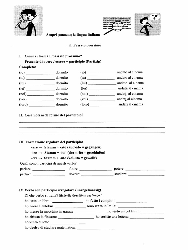 m01.1 Passato Prossimo Esercizio | PDF