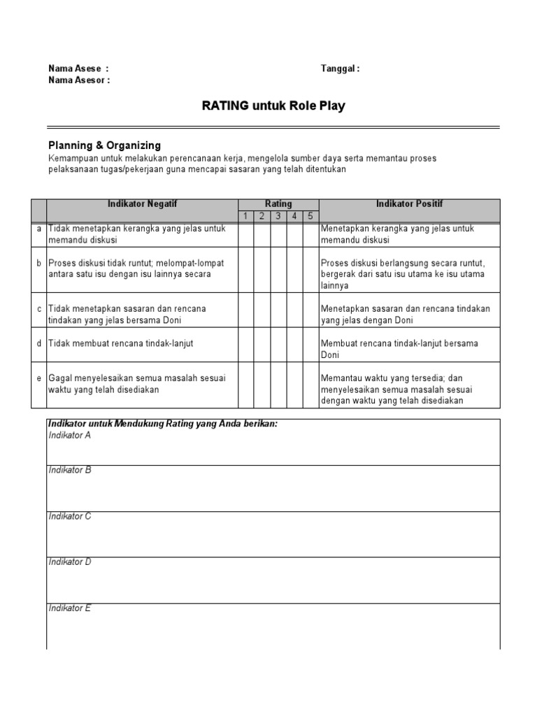 Role Play - Rating Form | PDF