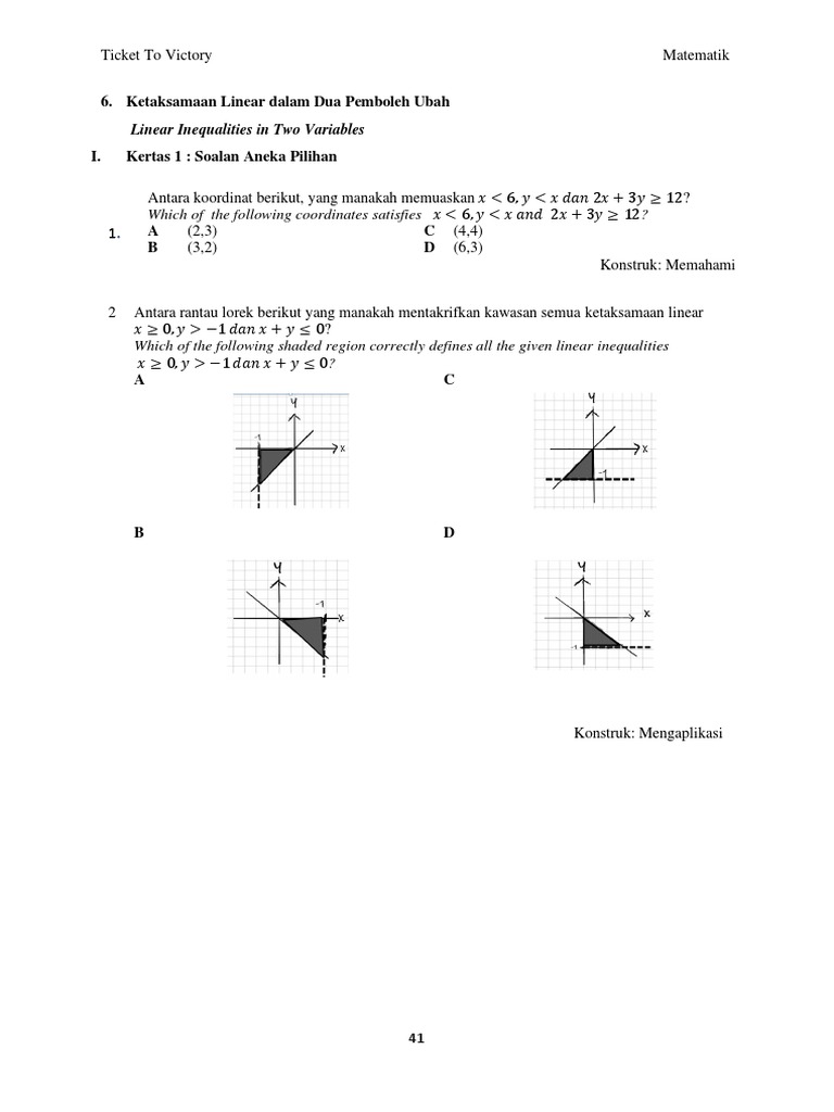 Ketaksamaan Linear Dalam 2 Pemboleh Ubah | PDF