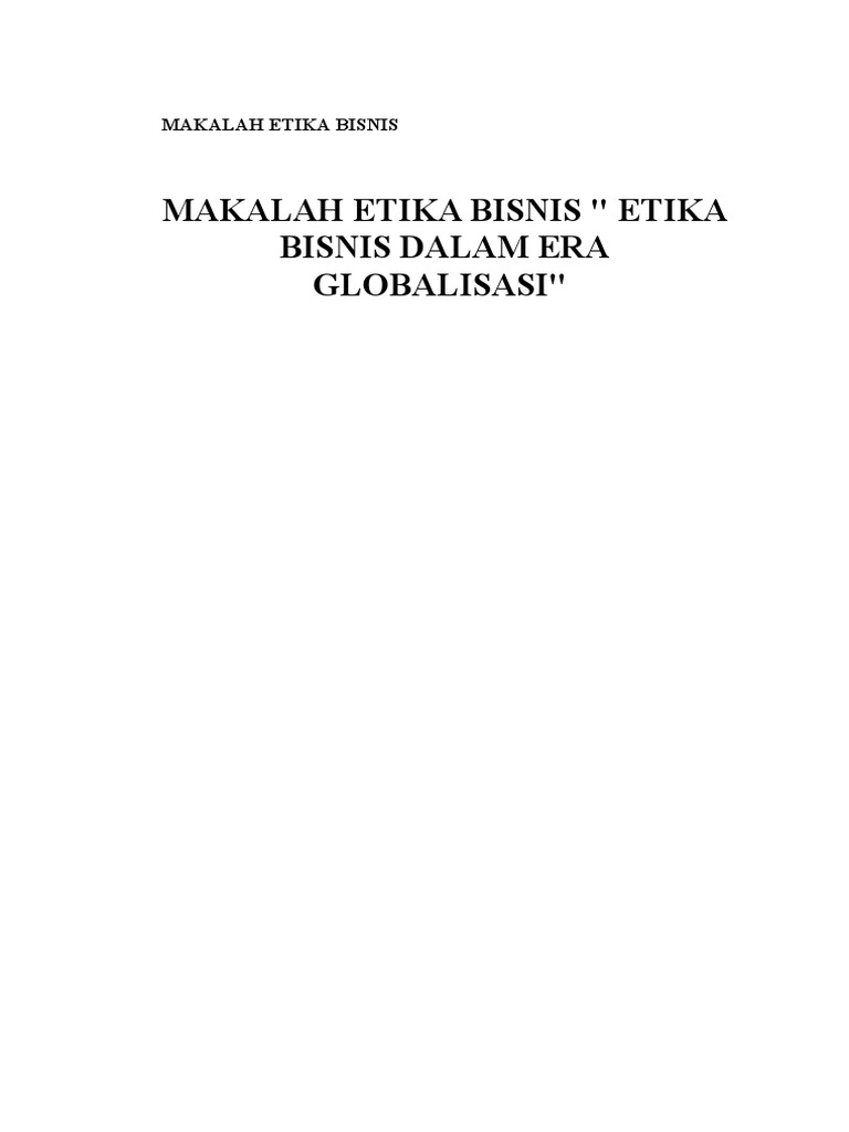 Makalah Etika Bisnis | PDF