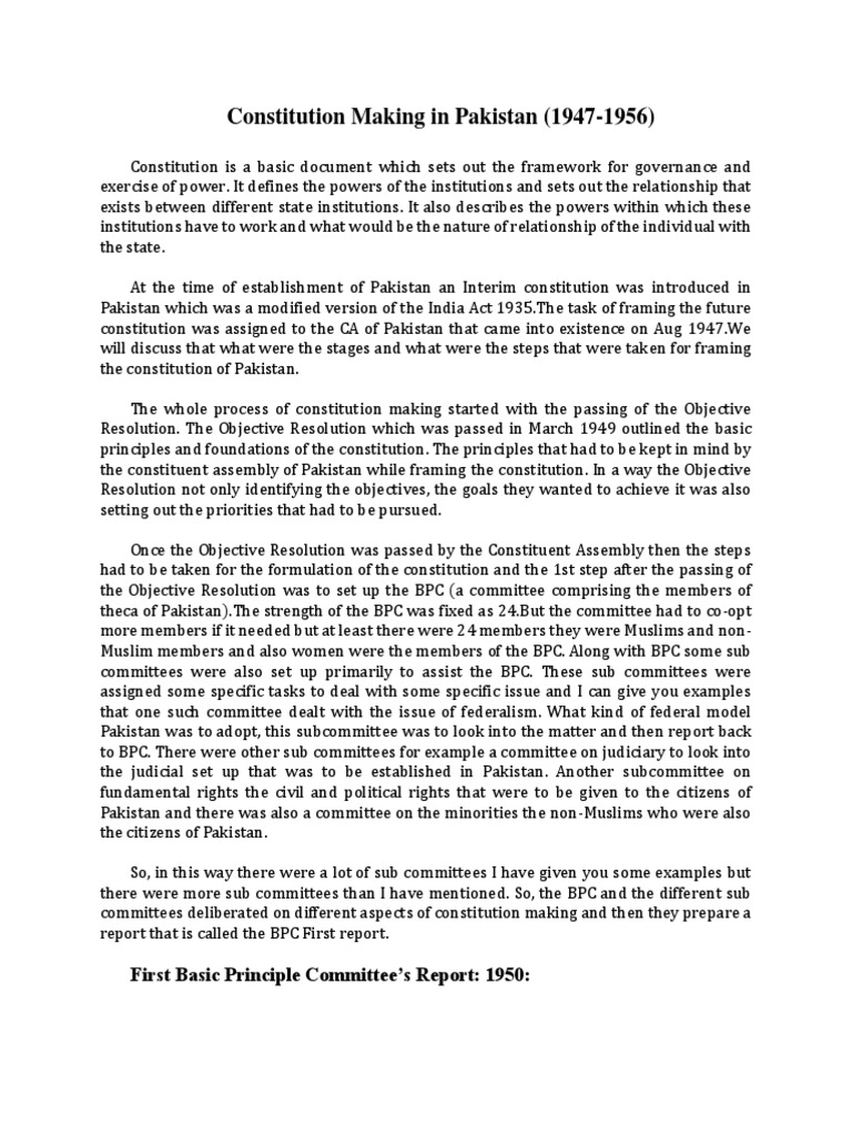 A Comprehensive Overview of Pakistan's Constitution Making Process from ...
