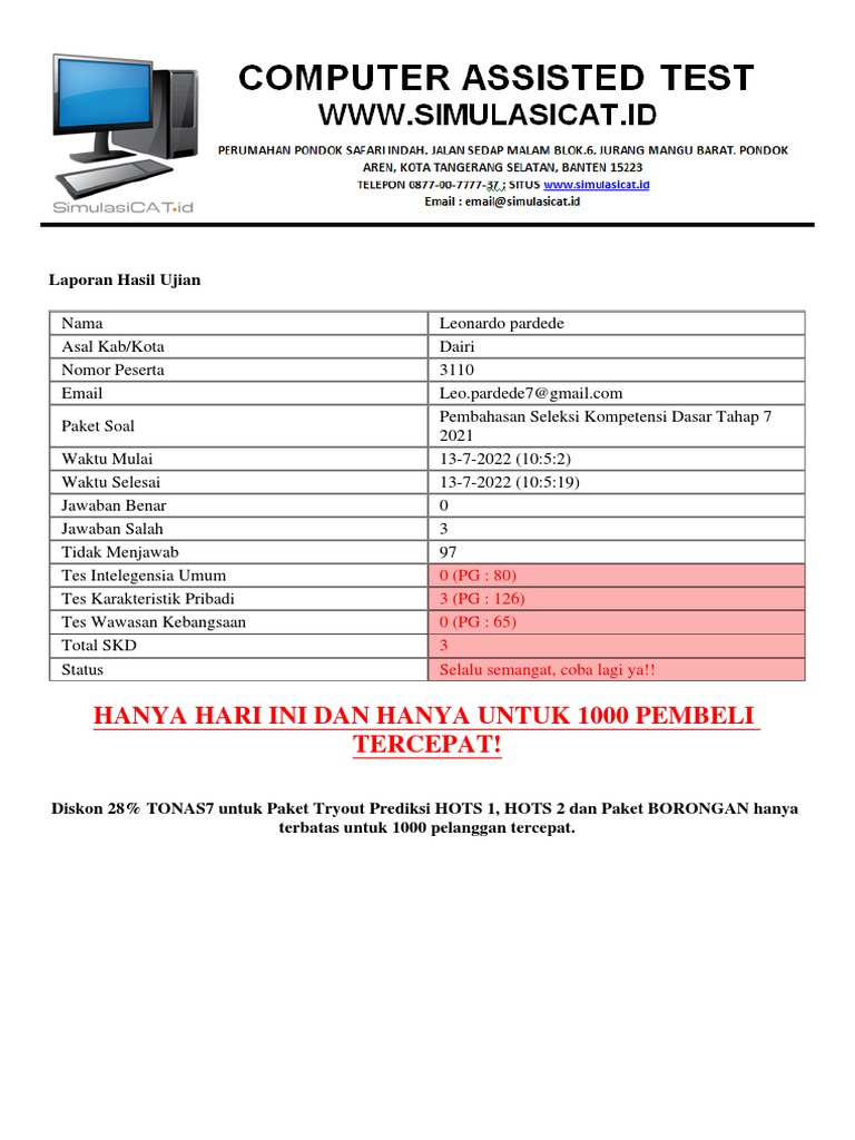 Soal Tonas Cpns | PDF | Karier & Perkembangan