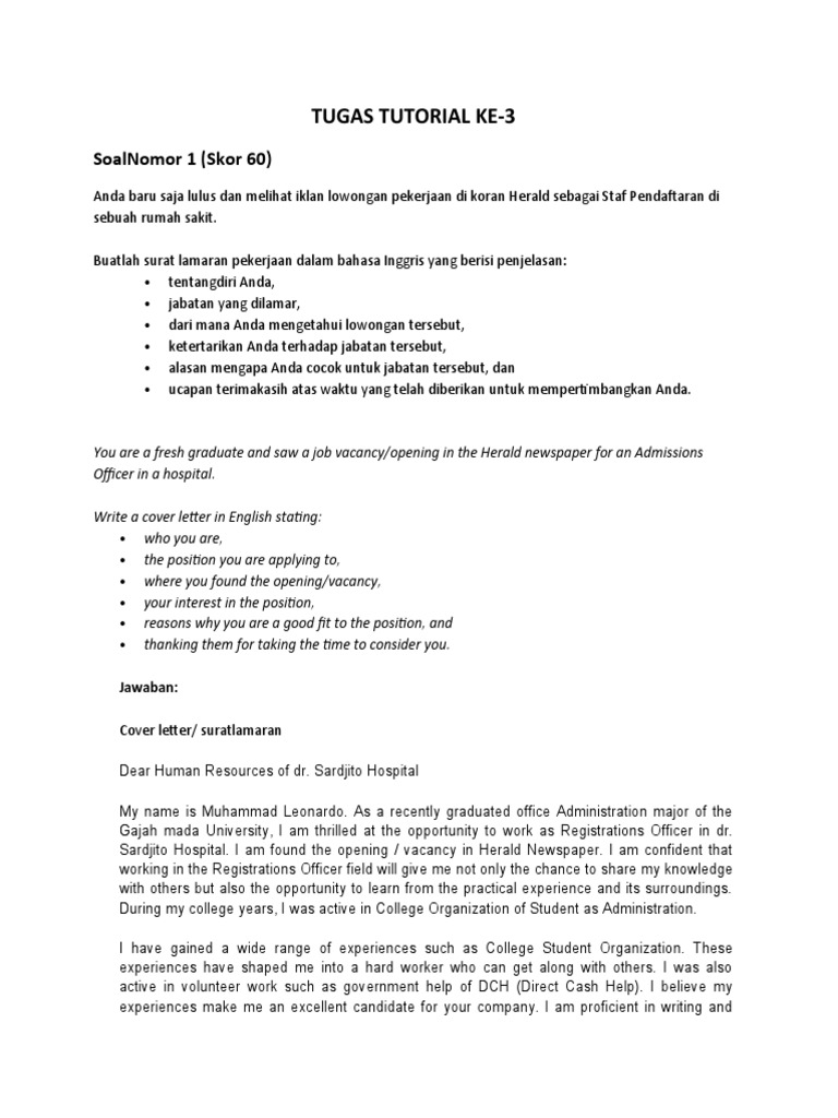 Tugas Tutorial Ke-3 Bahasa Inggris | PDF