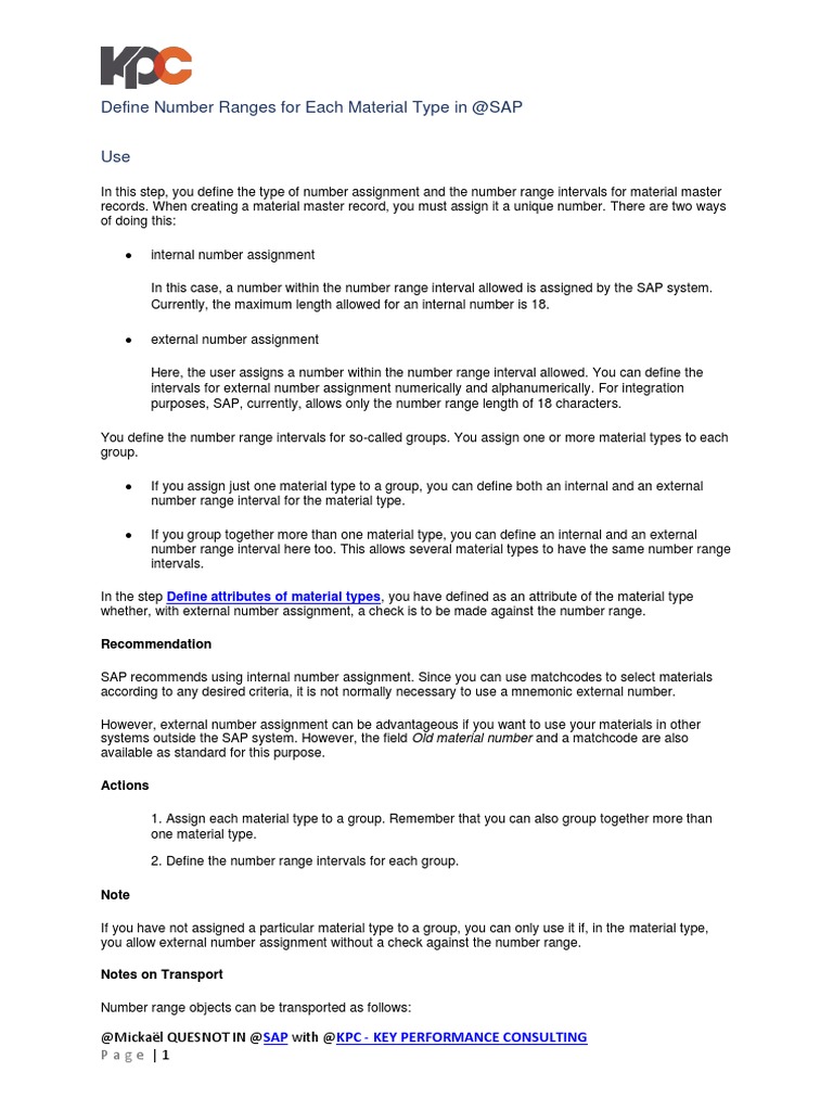 Define SAP Material Number Ranges | PDF | Interval (Mathematics ...