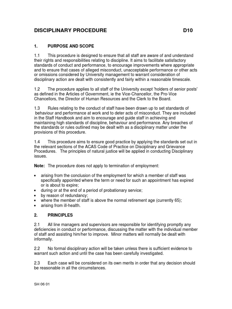 Disciplinary Procedure | PDF | Witness | Appeal