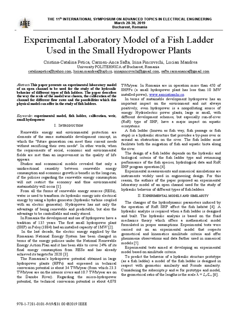 Experimental Laboratory Model of A Fish Ladder Used in The Small ...