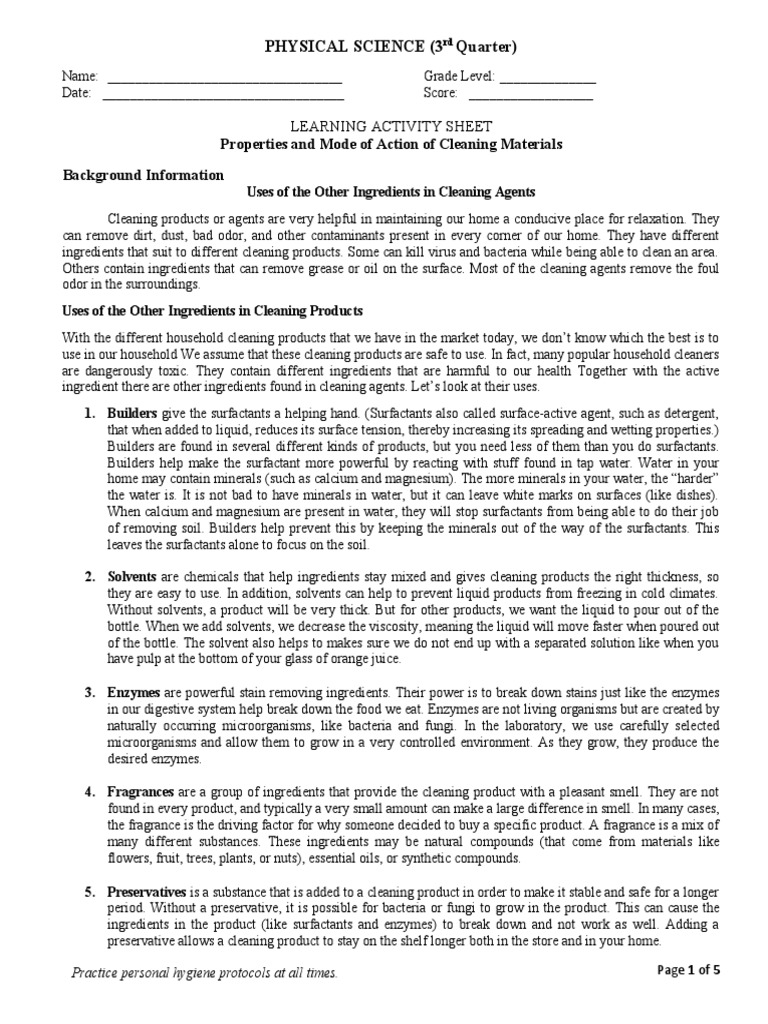 Las-Physical Science | PDF | Detergent | Surfactant