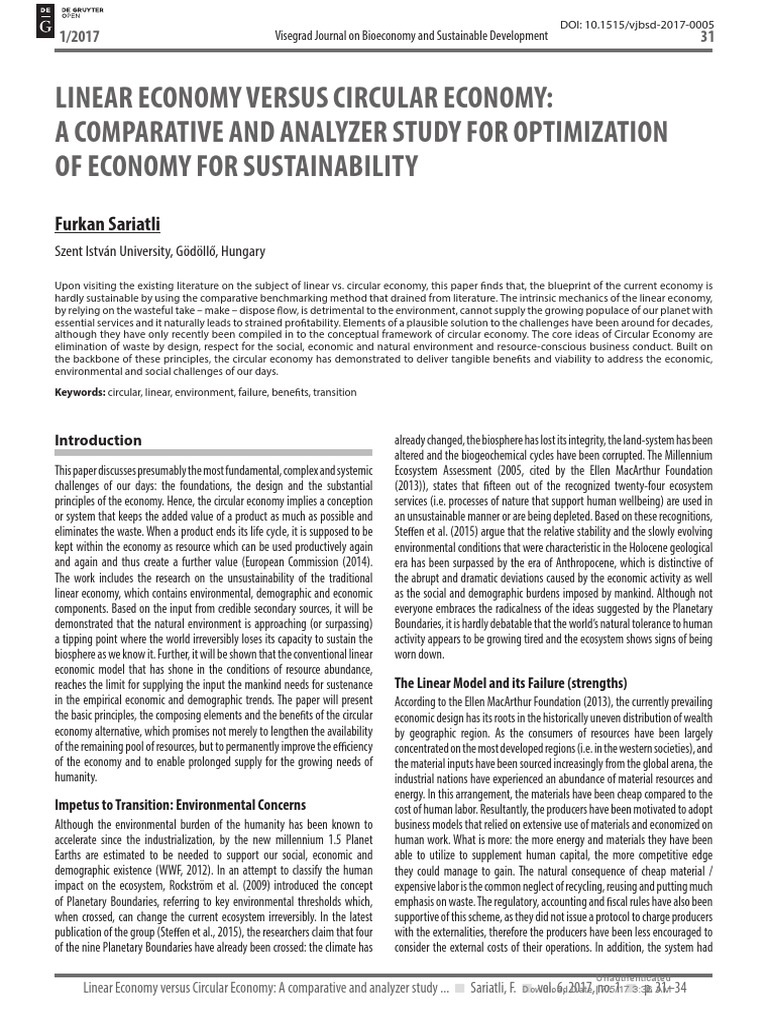 Linear Economy Versus Circular Economy A Comparati | PDF ...