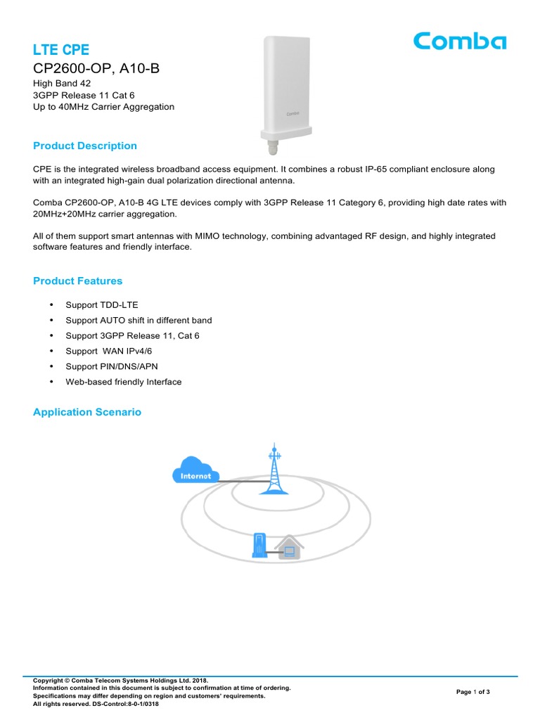 Lte Cpe: CP2600-OP, A10-B | PDF | Lte (Telecommunication) | I Pv6