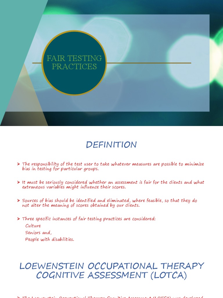 Fair Testing Practices 1 Pdf Occupational Therapy Psychological Concepts