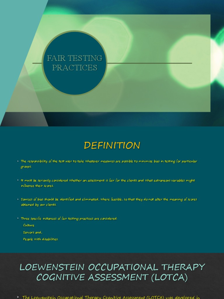 Fair Testing Practices in LOTCA-G Assessment | PDF | Occupational ...