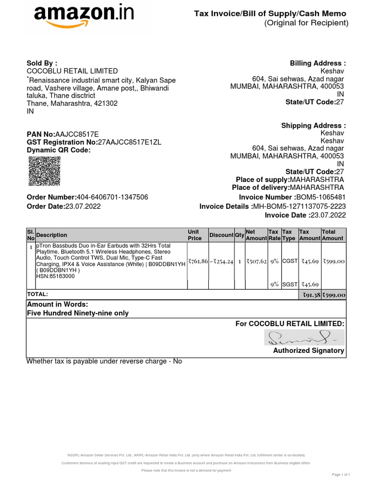 Invoice Format | PDF | Invoice | Taxes