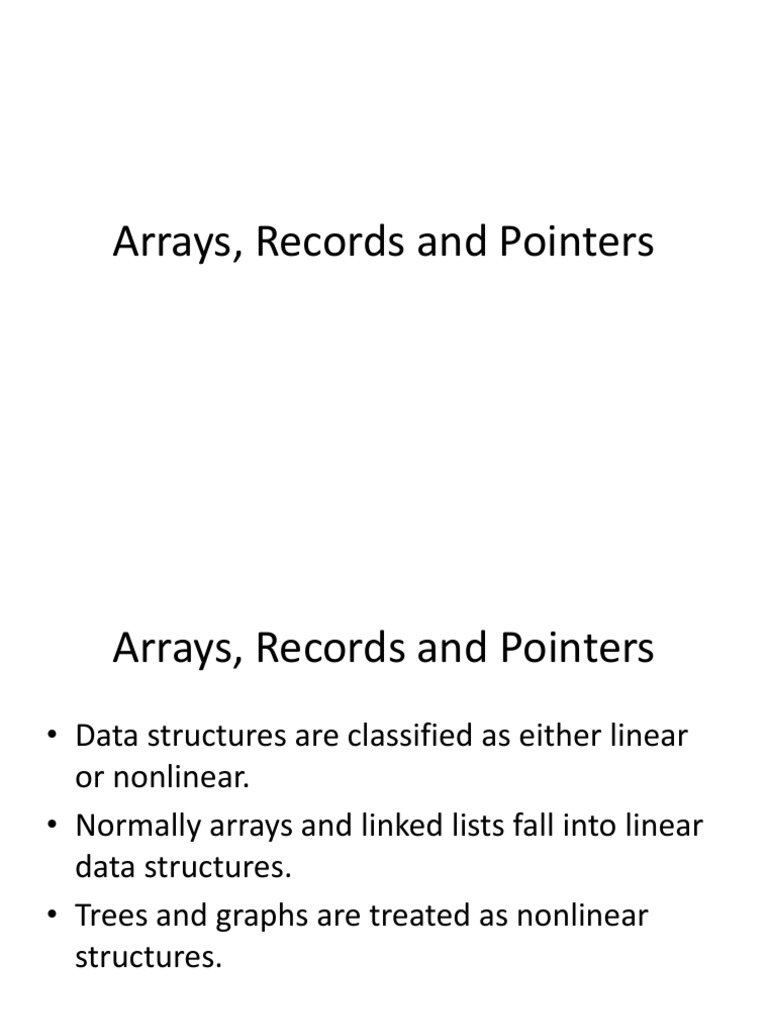Arrays Records And Pointers Pdf Array Data Structure Pointer Computer Programming
