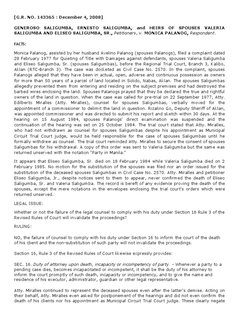 Saligumba V Palanog | PDF | Lawsuit | Complaint