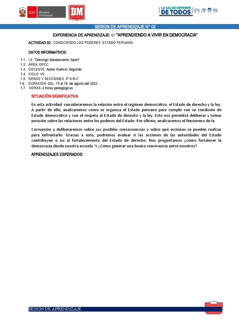 Sesion 4.grado 3° Dpcc. Bimestre Iii - . | PDF | Aprendizaje | Mente