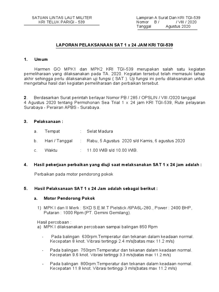 Laporan Uji Fungsi KRI TGI-539 | PDF